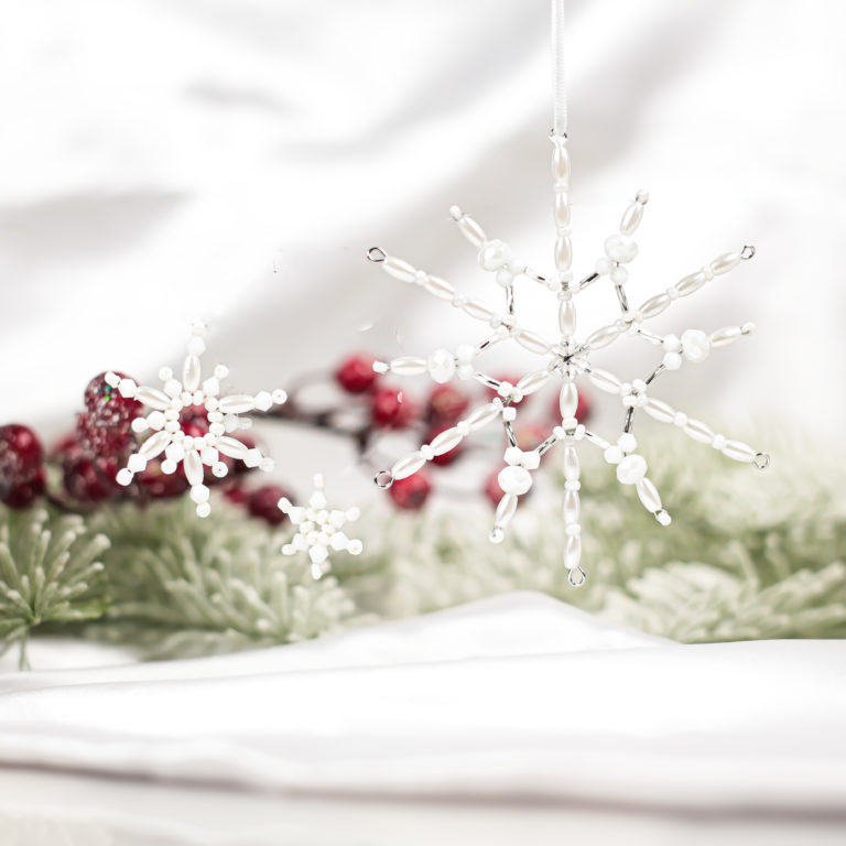 White Beaded Snowflake Decoration Kit - Riverside Beads