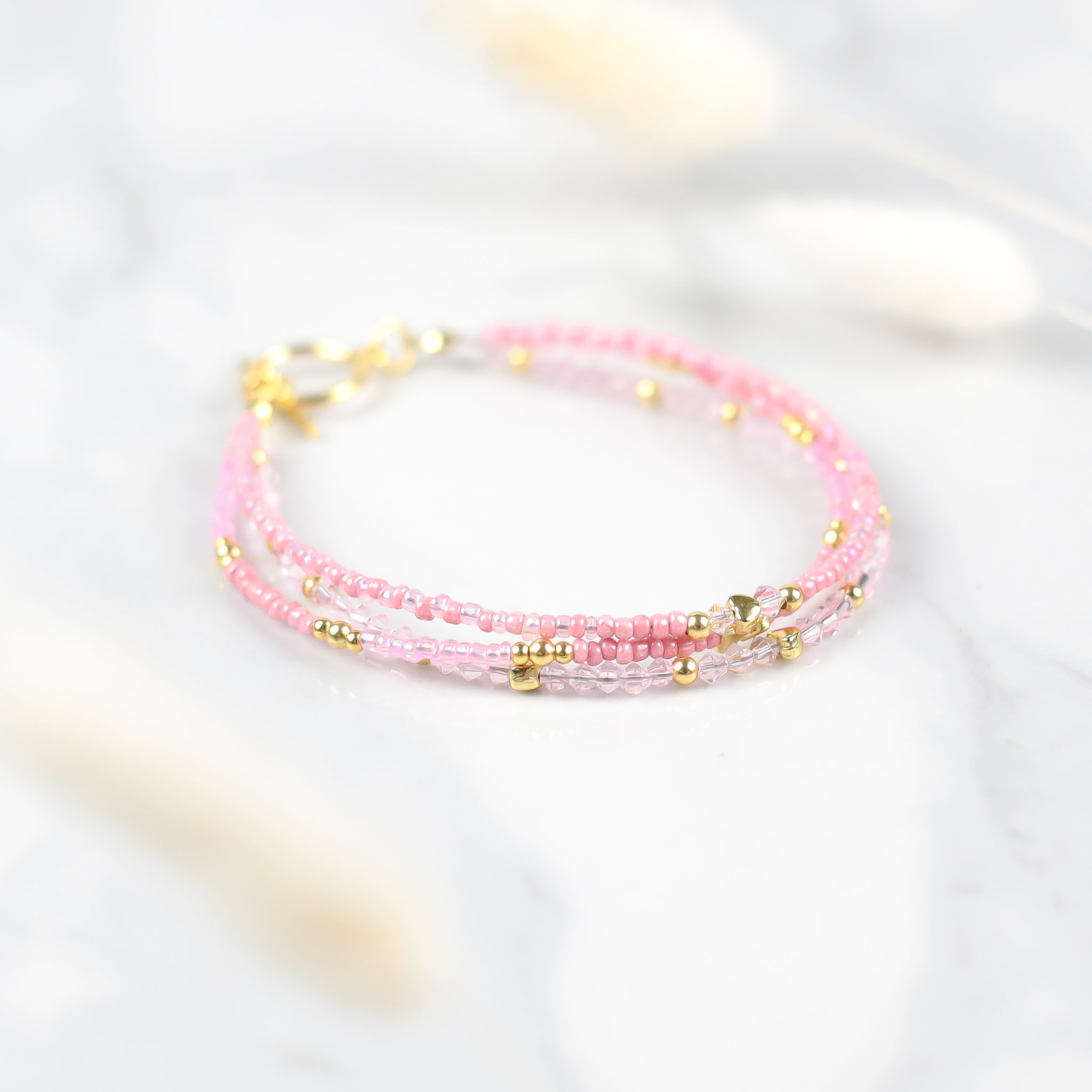 Pink/Gold Beaded Jewellery Kit - Kits - Riverside Beads
