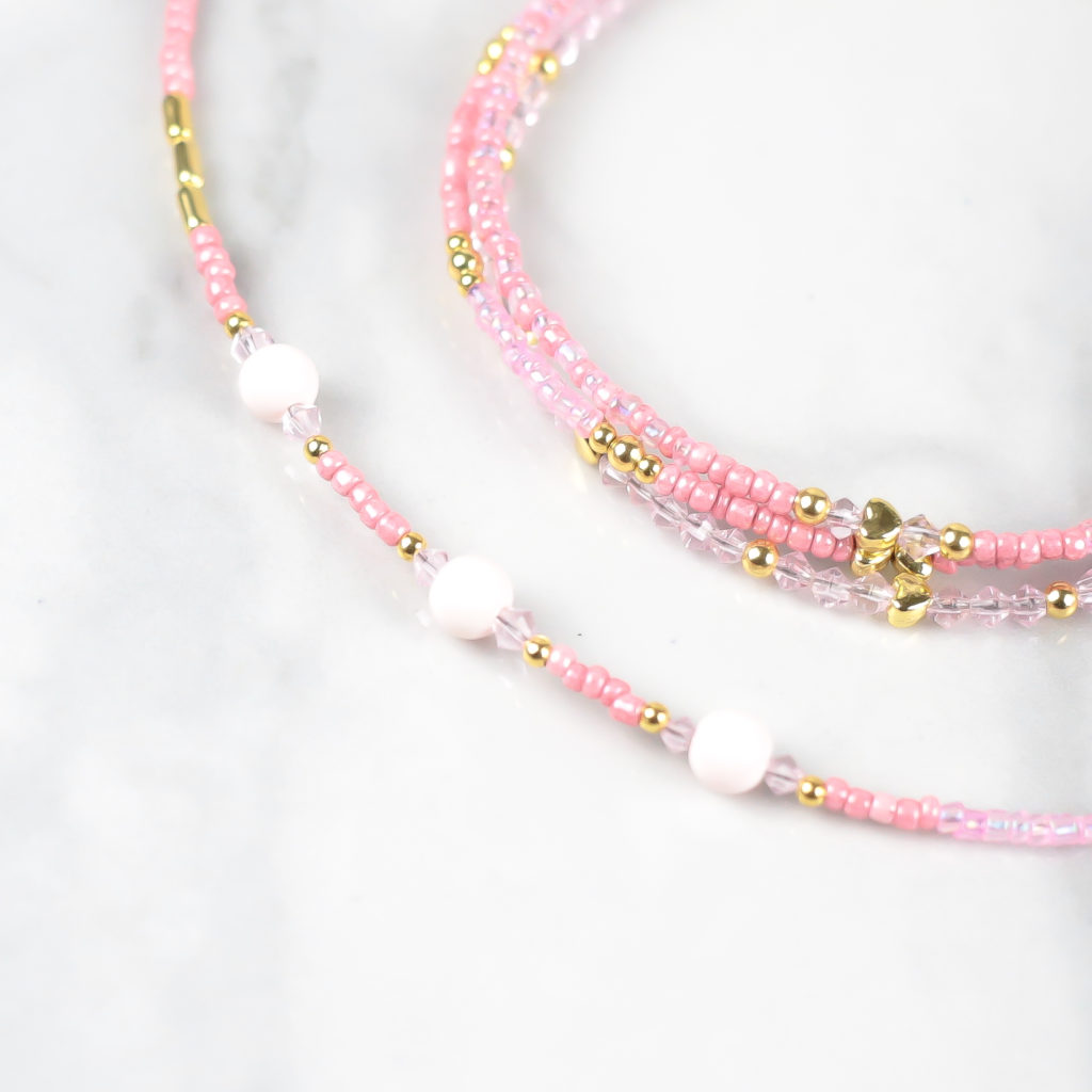 Pink/Gold Beaded Jewellery Kit - Kits - Riverside Beads