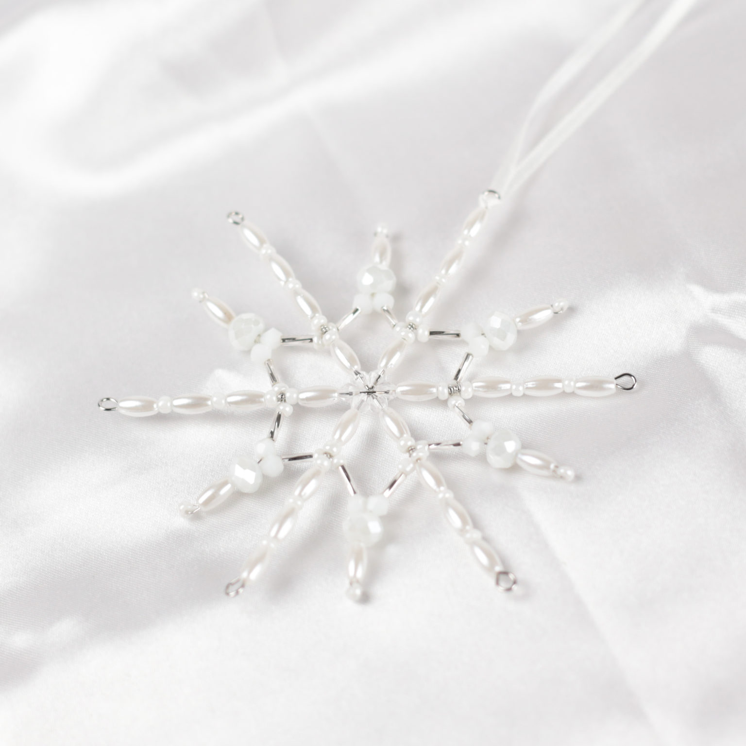 White Beaded Snowflake Decoration Kit - Riverside Beads