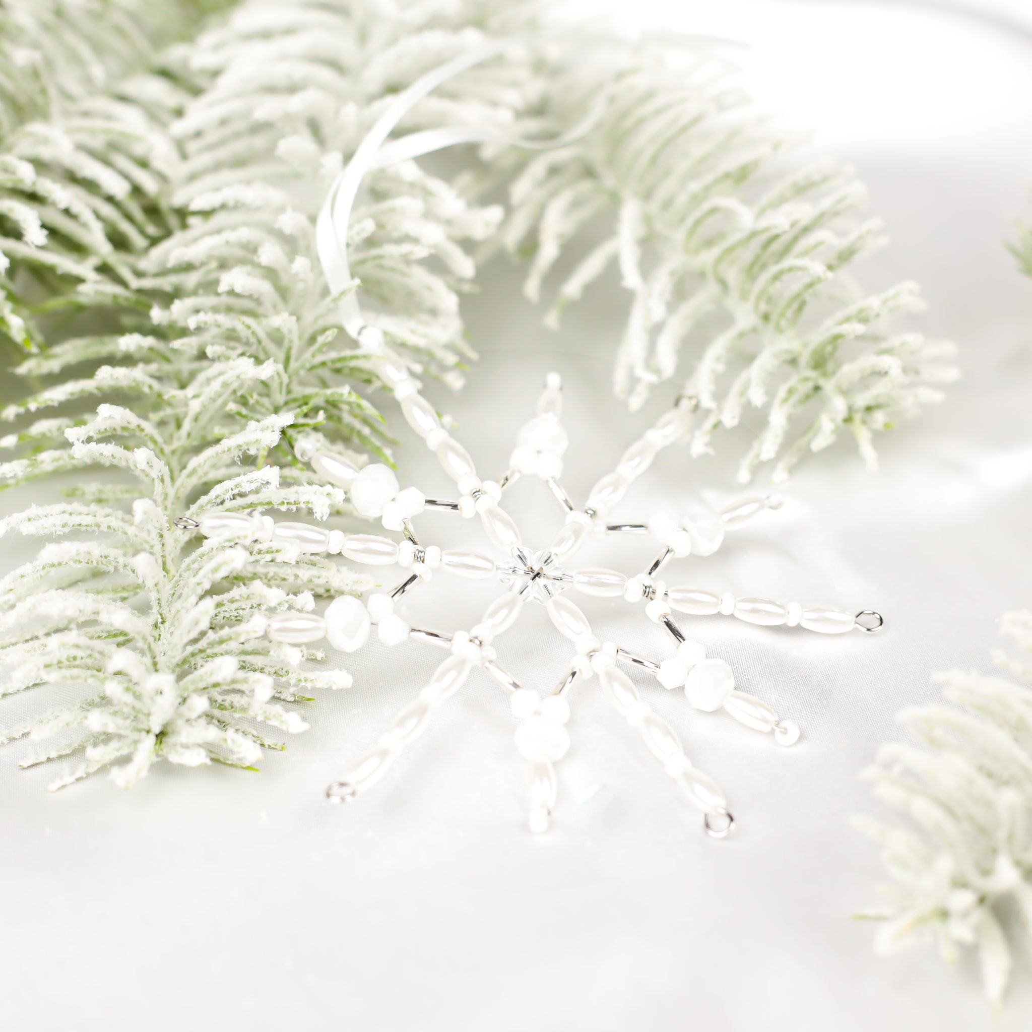 White Beaded Snowflake Decoration Kit - Riverside Beads