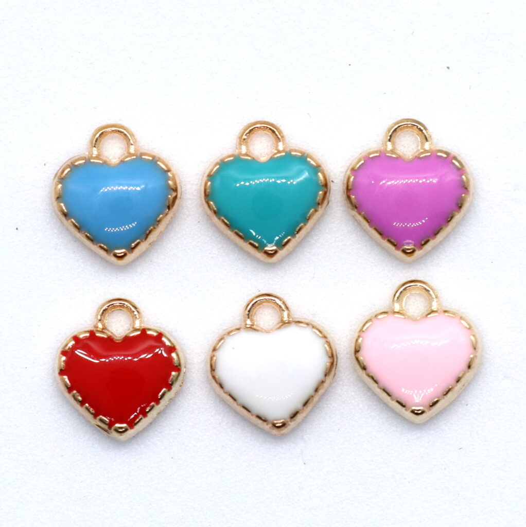 Small Enamel Heart Charms - Riverside Beads